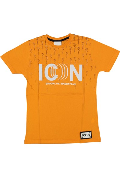 Kırmızı Icon Baskılı Erkek Çocuk Bisiklet Yaka T Şhirt