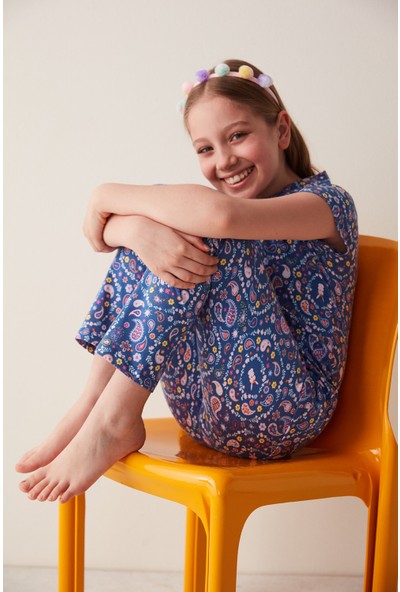 Penti Kırık Kız Çocuk Bunny Paisley 2li Şort Pijama Takımı