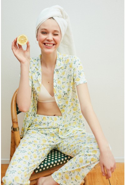 Penti Gift Fresh Lemon Gömlek Pantolon Pijama Takımı Penti Gift Fresh Lemon Gömlek Pantolon Pijama Takımı