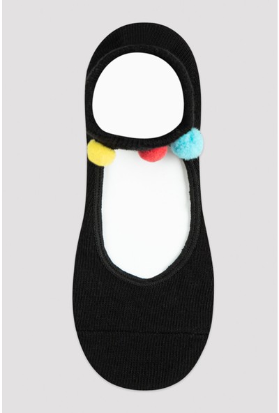 Penti Siyah Kız Çocuk Black Pompon Suba Çorap