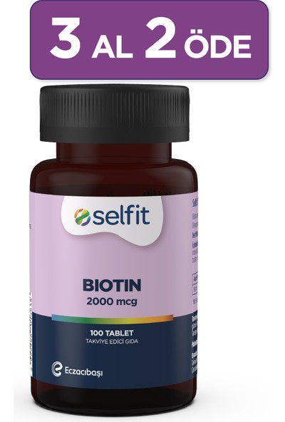 Eczacıbaşı Selfit Biotin 2000 Mcg 100 Tablet - SKT: 07.01.2024 Eczacıbaşı Selfit Biotin 2000 Mcg 100 Tablet - SKT: 07.01.2024