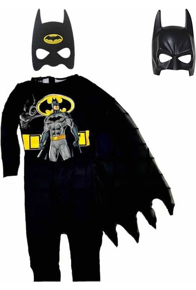 Batman Yarasa Adam Yeni Erkek Çocuk Kostümü Pelerinli 2 Maskeli Batman Yarasa Adam Yeni Erkek Çocuk Kostümü Pelerinli 2 Maskeli