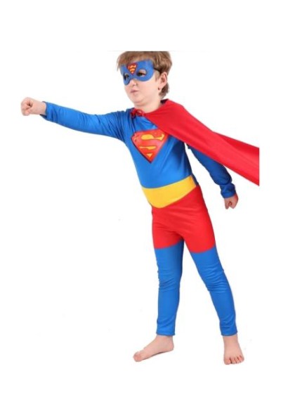 Superman Erkek Çocuk Mavi Maskeli Pelerinli Basic Kostüm Superman Erkek Çocuk Mavi Maskeli Pelerinli Basic Kostüm