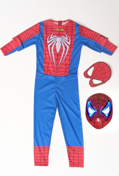 Spiderman Işıklı Maskeli Beyaz Baskılı Spiderman Kostümü Yeni Örümcek Adam Kostüm Spiderman Işıklı Maskeli Beyaz Baskılı Spiderman Kostümü Yeni Örümcek Adam Kostüm