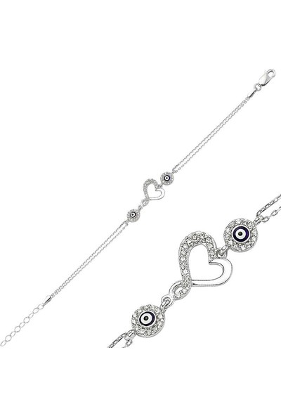 Gumush Gümüş Kalpli Bayan Bileklik