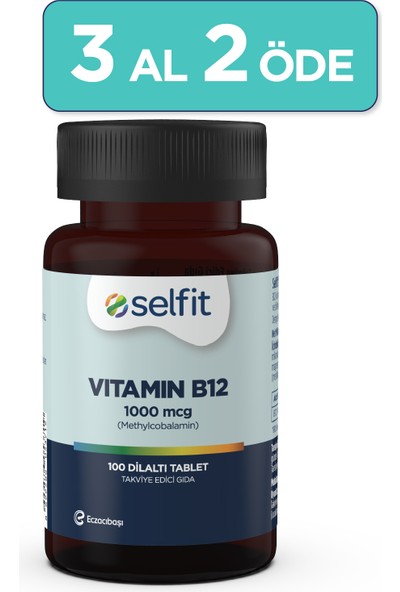 Eczacıbaşı Selfit Vitamin B12 1000 Mcg 100 Dilaltı Tablet - SKT: 31.01.2024 Eczacıbaşı Selfit Vitamin B12 1000 Mcg 100 Dilaltı Tablet - SKT: 31.01.2024
