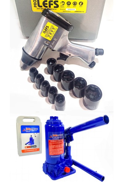 Pro Lefs Havalı Somun Sıkma Sökme 2 Ton Şişe Krıko Ikili Set Pro Lefs Havalı Somun Sıkma Sökme 2 Ton Şişe Krıko Ikili Set