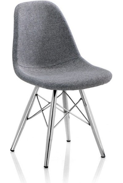Toronto Sandalye Koyu Gri Kumaş Krom Ayak