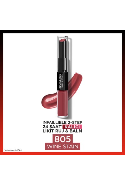 Loreal Paris Loeral Infaillable Lipstick 2 Steps 805-WINE Stain Loreal Paris Loeral Infaillable Lipstick 2 Steps 805-WINE Stain