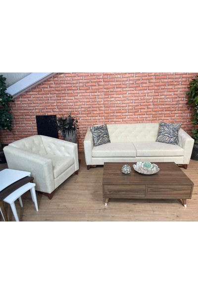 Ipek Mobilya Minora Koltuk Takımı 3+3+1+1 ( Krem )