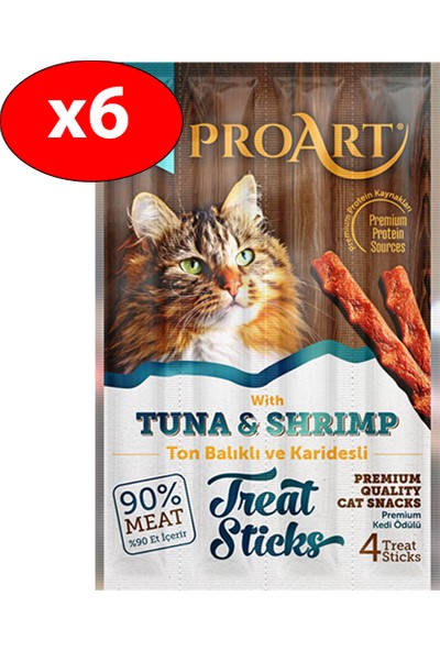 Proart Ton Balıklı ve Karidesli Yetişkin Kedi Ödül Çubuğu 120 gr 6x4'lü