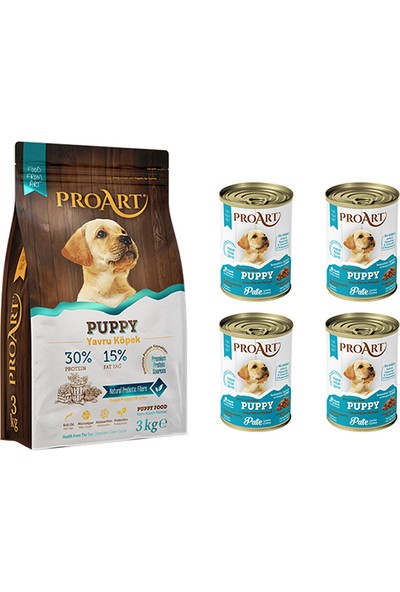 Proart Tavuk Etli Yavru Köpek Maması 3 kg + Kuzu Etli Pirinçli 400 gr 4 Adet Proart Tavuk Etli Yavru Köpek Maması 3 kg + Kuzu Etli Pirinçli 400 gr 4 Adet
