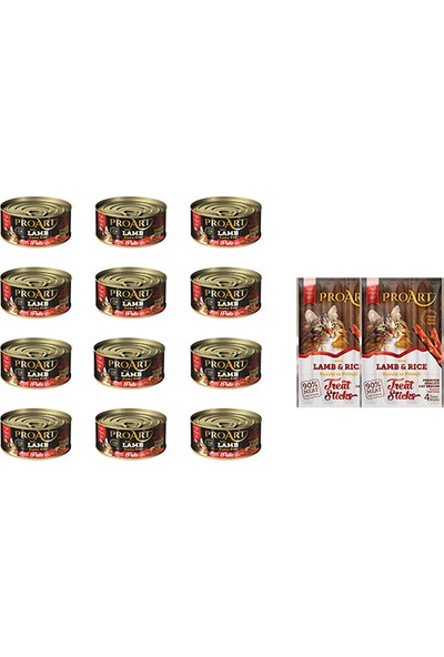 Proart Kuzu Etli Ezme Yetişkin Kedi Konserve Maması 80 gr 12 Adet + Kuzu Etli Pirinçli Ödül 2x4'lü Proart Kuzu Etli Ezme Yetişkin Kedi Konserve Maması 80 gr 12 Adet + Kuzu Etli Pirinçli Ödül 2x4'lü