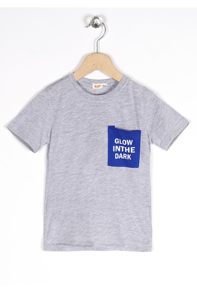 Zepkids Erkek Çocuk Glow In The Dark Cep Baskılı Tshirt 5-12 Yaş