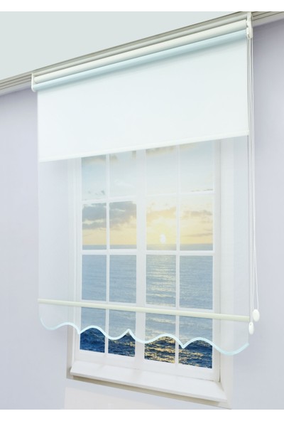 Esdeh Renkli Tül Stor Perde - Çift Mekanizmalı - Buz Mavisi Esdeh Renkli Tül Stor Perde - Çift Mekanizmalı - Buz Mavisi