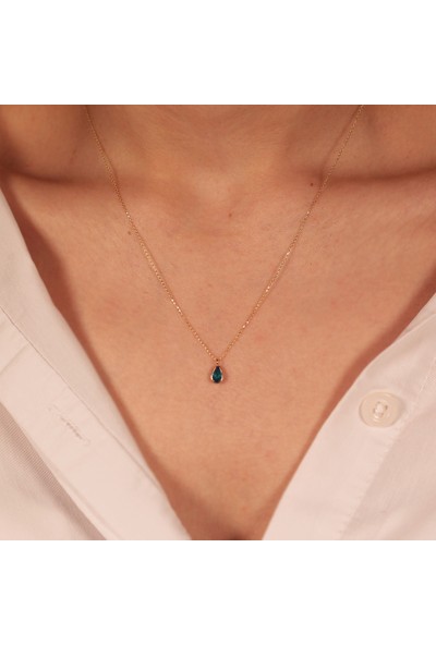 Adil Idil Kuyumculuk Mavi Taşlı Su Damlası Kolye Adil Idil Kuyumculuk Mavi Taşlı Su Damlası Kolye