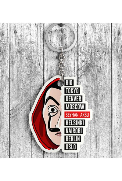 BK Kişiye Özel La Casa De Papel Ahşap Anahtarlık - 10