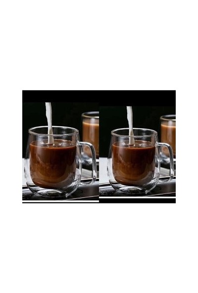 Safestore 290 ml Çift Çidarlı Cam Kahve Çay Latte Cappuccino Bardağı