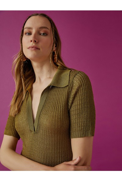 Koton Ece Sükan x Koton - Polo V Yaka Triko Kazak