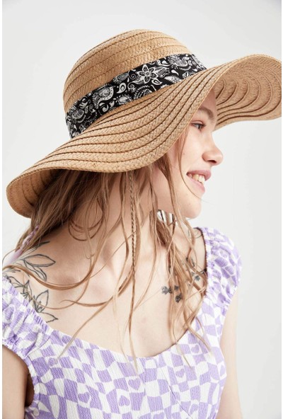 DeFacto Kadın Puantiye Desenli Hasır Şapka M8840AZ22SM