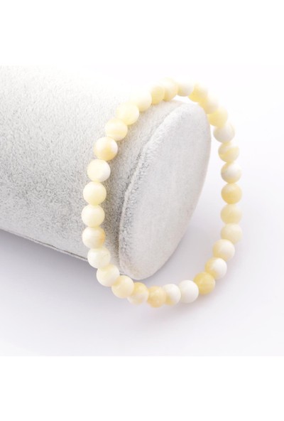 Alibaba Doğaltaş Aragonit Doğal Taş Bileklik 6 mm Küre Kesim