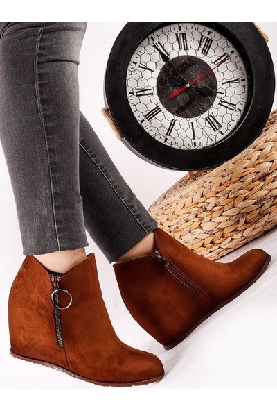 Pabucmarketi Kahverengi Süet Kadın Bot
