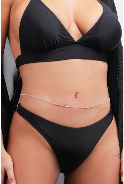 Bahels Gümüş Renk Zincir Detaylı Bel Zinciri