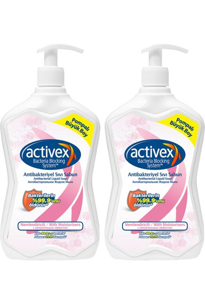 Activex Antibakteriyel Sıvı Sabun Nemlendiricili 2x700ml Activex Antibakteriyel Sıvı Sabun Nemlendiricili 2x700ml