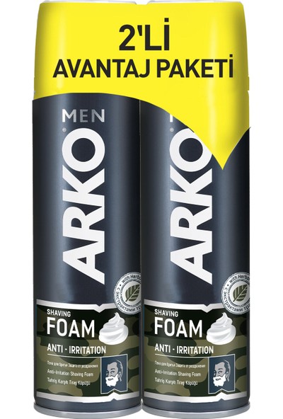 Arko Men Tıraş Köpüğü Anti Irritation 2x200ml Arko Men Tıraş Köpüğü Anti Irritation 2x200ml