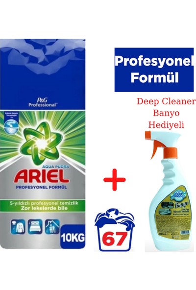 Ariel Profesyonel Formül 10 kg + Deep Cleaner Banyo Ariel Profesyonel Formül 10 kg + Deep Cleaner Banyo