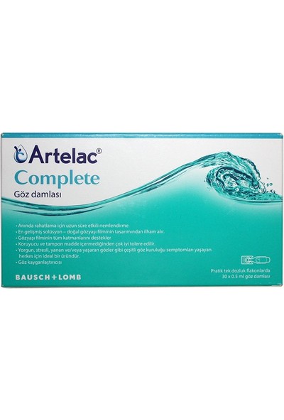Bausch&Lomb Artelac Complete Tek Dozluk Damla 30*0,5ml Bausch&Lomb Artelac Complete Tek Dozluk Damla 30*0,5ml