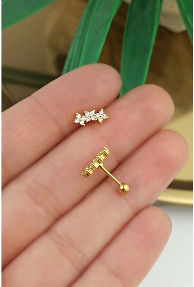 ÇLK Accessories 316 Cerrahi Çelik Sıralı Çiçek Piercing TRPIERCING0147