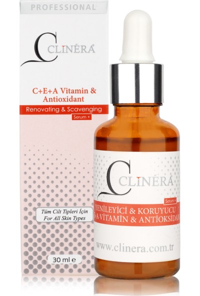 Clinera Vitamin&antioksidan %10C+A+E Cilt Serumu Ile Işıltı ve Canlılık Veren Anti Aging Etkili Serum 30 ml Vitamin C + A+ E Clinera Vitamin&antioksidan %10C+A+E Cilt Serumu Ile Işıltı ve Canlılık Veren Anti Aging Etkili Serum 30 ml Vitamin C + A+ E