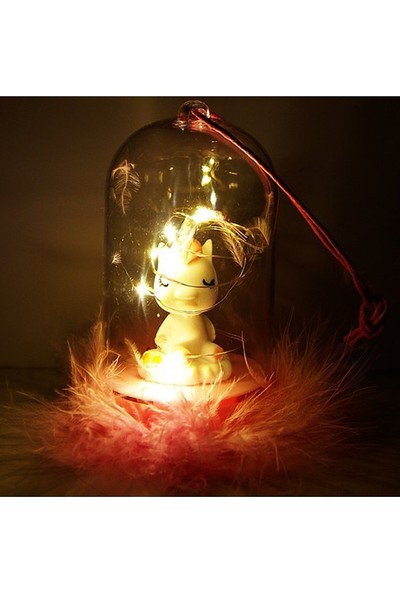 Arya Gift Unicorn LED Işıklı Fanus Peluş Tabanlı Pilli Masa Lambası Pembe Arya Gift Unicorn LED Işıklı Fanus Peluş Tabanlı Pilli Masa Lambası Pembe
