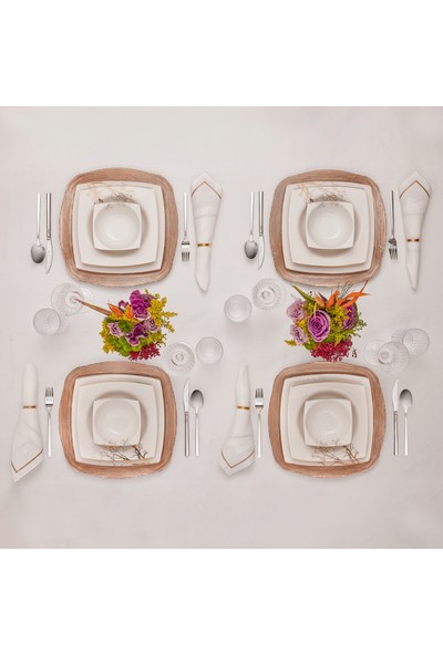 Karaca Home Linen Gold 13 Parça Masa Örtüsü Seti Karaca Home Linen Gold 13 Parça Masa Örtüsü Seti