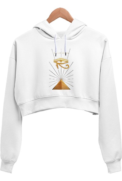Antik Mısır Kadın Crop Hoodie Kapüşonlu Sweatshirt