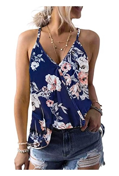 Asksa V Yaka Kaşkorse Yaprak Desenli Kadın Atlet (Yurt Dışından)