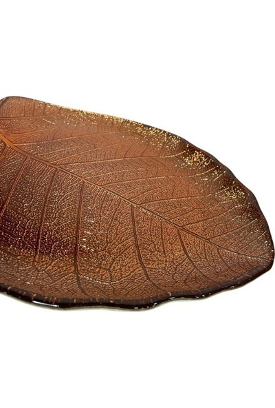 Yaprak Model 24CM Servis Tabağı Bronz-Bakır Yaprak Model 24CM Servis Tabağı Bronz-Bakır