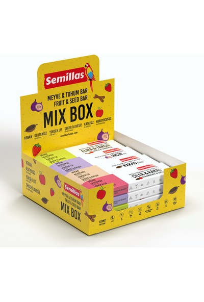 Semillas Mix Box Meyve ve Tohum Bar 35GR x 12 Adet Semillas Mix Box Meyve ve Tohum Bar 35GR x 12 Adet