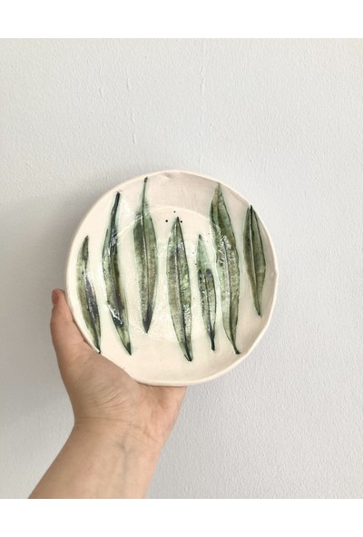 Line Design El Yapımı Seramik Tabak Long Leafs Line Design El Yapımı Seramik Tabak Long Leafs