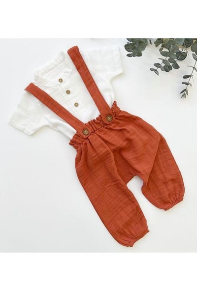 Bbx %100 Pamuk Organik Keten Salopet Takım