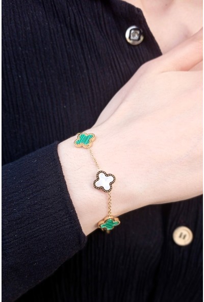 Takı Vadisi Şans Yonca Çelik Kararmaz Kadın Bileklik