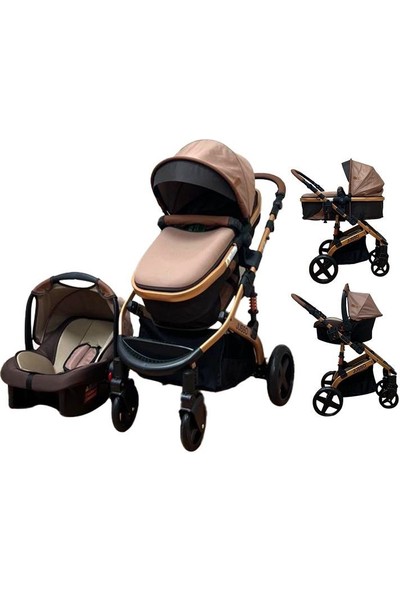 Jusso Pro Max Travel Sistem Bebek Arabası-Gold Kahve Jusso Pro Max Travel Sistem Bebek Arabası-Gold Kahve