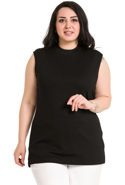 Disentis Modest Büyük Beden Yarım Balıkçı Yanları Yırtmaçlı Uzun Viskon Siyah Body Disentis Modest Büyük Beden Yarım Balıkçı Yanları Yırtmaçlı Uzun Viskon Siyah Body