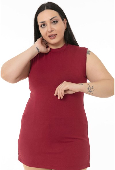 Disentis Modest Büyük Beden Yarım Balıkçı Yanları Yırtmaçlı Uzun Viskon Bordo Body Disentis Modest Büyük Beden Yarım Balıkçı Yanları Yırtmaçlı Uzun Viskon Bordo Body