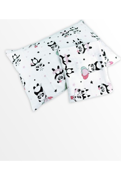 Ponçikya Organik Pamuk Müslin Terletmez Yastık Seti - Pembe Panda Ponçikya Organik Pamuk Müslin Terletmez Yastık Seti - Pembe Panda