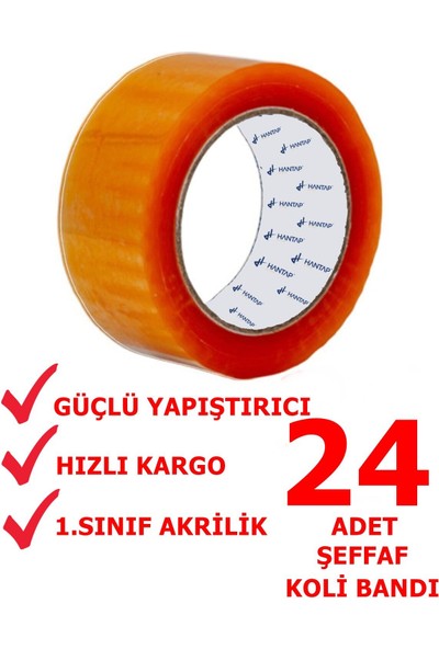 Hantap Koli Bandı 24 Adet Şeffaf Akrilik Dayanıklı Orjınal Hantap Koli Bandı 24 Adet Şeffaf Akrilik Dayanıklı Orjınal