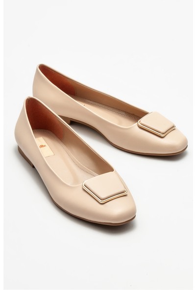 Elle Shoes Tokalı Naturel Kadın Babet