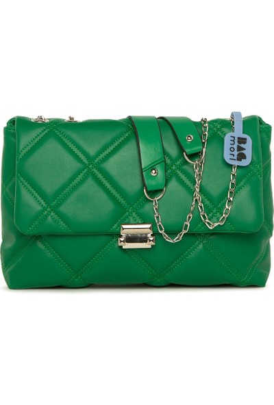 Bagmori Yeşil Kapitone Kilitli Büyük Kapaklı Çanta Bagmori Yeşil Kapitone Kilitli Büyük Kapaklı Çanta