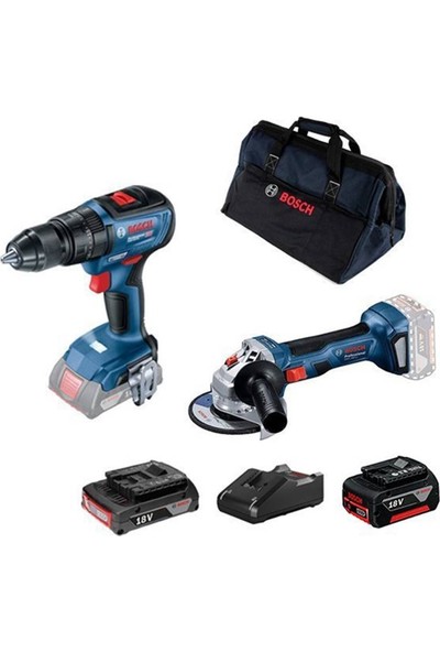 Bosch Gsb 18V-50 Matkap 2.0 Ah + 5.0 Ah Akülü + Gws 180-LI Taşlama + Bosch Kanvas Çanta Bosch Gsb 18V-50 Matkap 2.0 Ah + 5.0 Ah Akülü + Gws 180-LI Taşlama + Bosch Kanvas Çanta